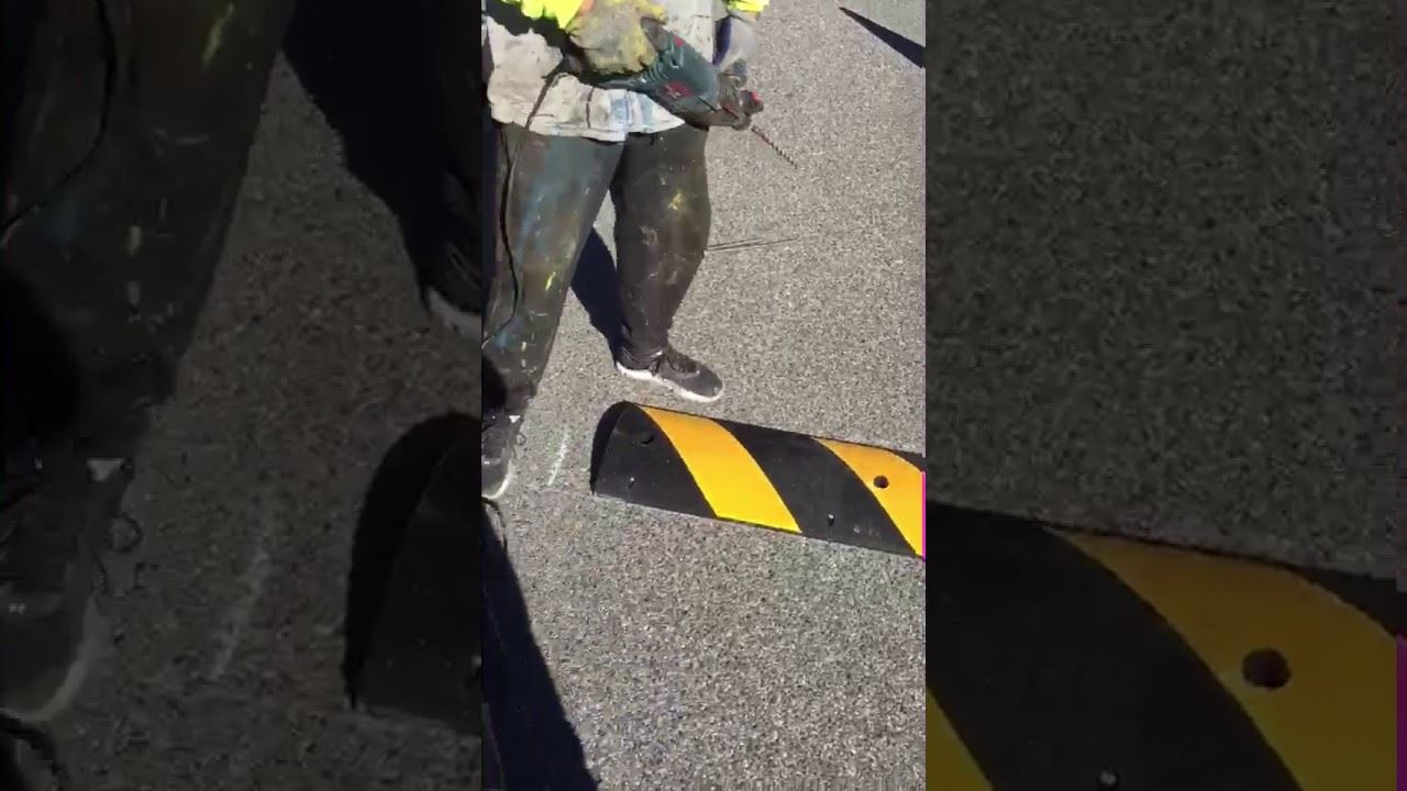 Rubberized Speed Bump Installation | Mid Atlantic Asphalt